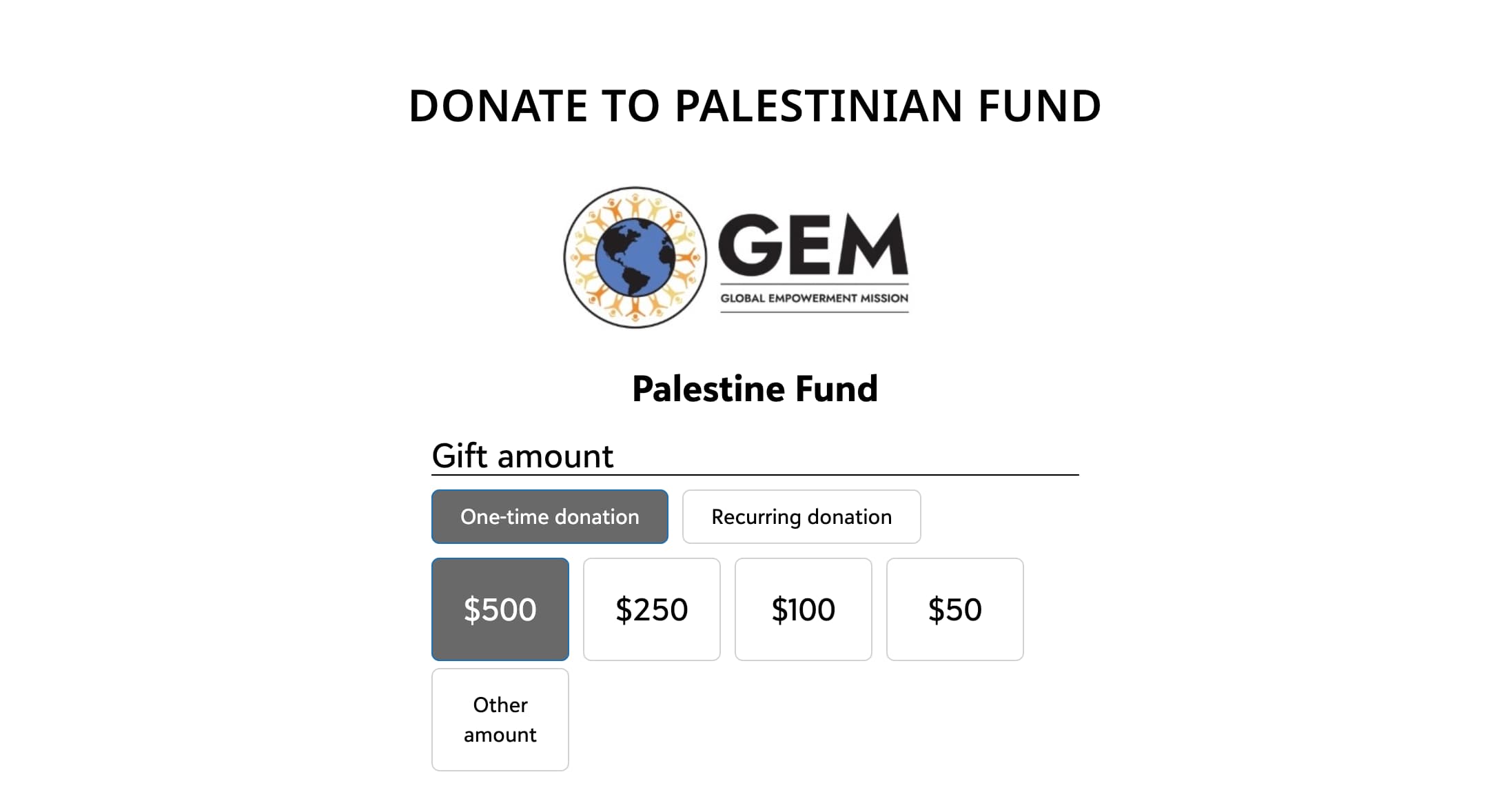 Donate to Palestinian Fund - Global Empowerment Mission