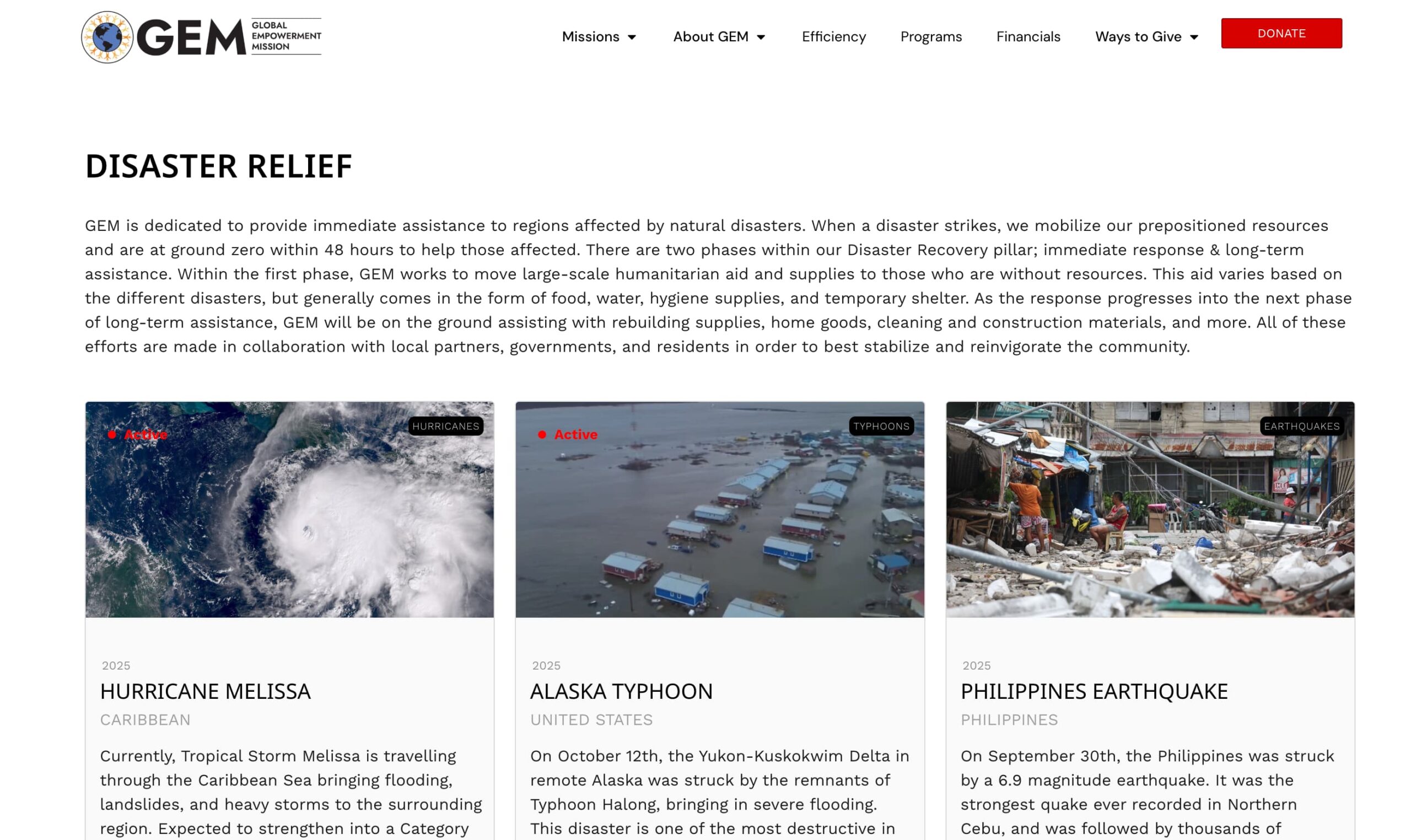Disaster Relief - Global Empowerment Mission